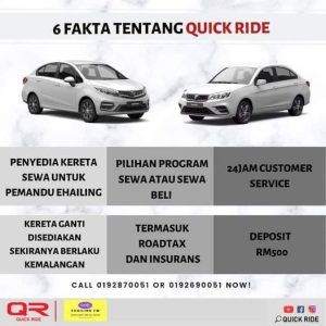 Promosi Kereta Sewa E-Hailing Dari QuickRide – Dunia E-Hailing & P-Hailing